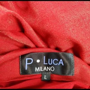 P Luca Milano | Tops | Pluca Milano Red Shimmering Long Sleeve Blouse L ...